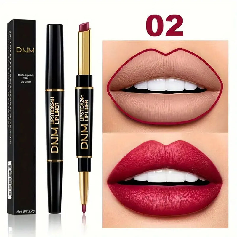 Double-ended Non-stick Cup Long Lasting Lipstick Lip Liner High Pigmen